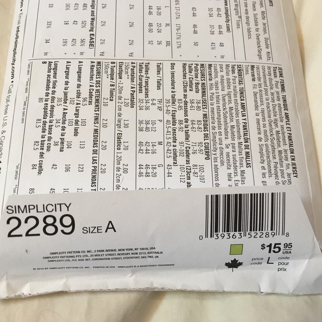 Simplicity 2289 Misses Patty Reed Tunic Knit Pants Sewing Pattern Sz 6 ...