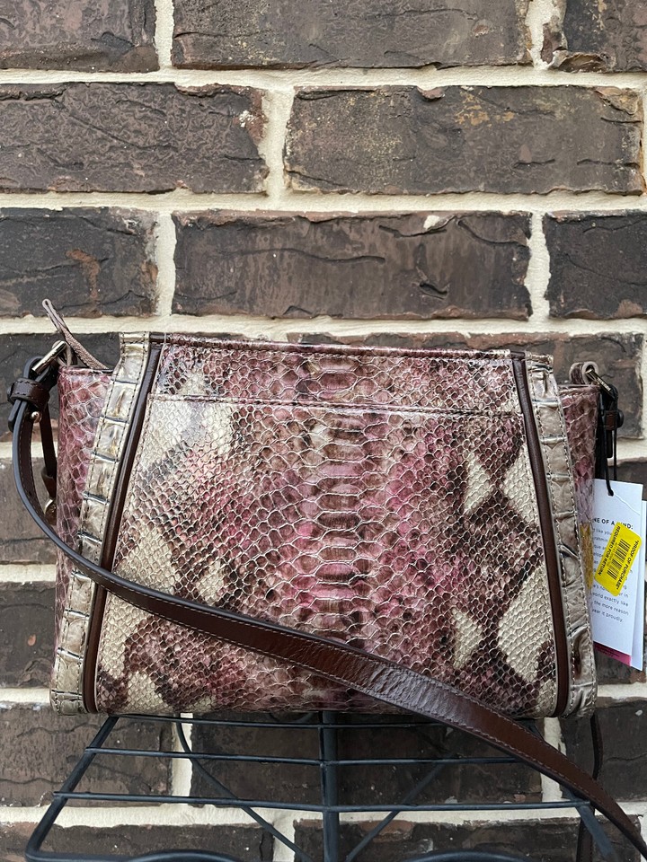 NWT$285 Brahmin Hillary Leather Crossbody Brindle Potomac snake rose ...