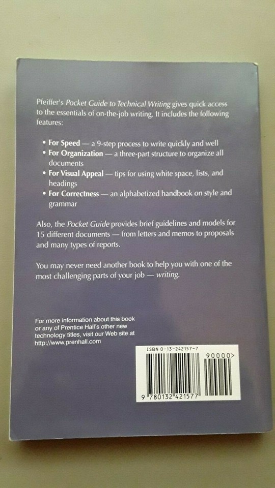 Pocket Guide to Technical Writing by William S. Pfeiffer 9780132421577 ...