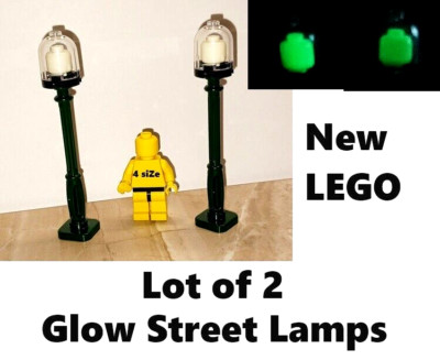 New LEGO Lamp Street Lot of 2 Glow in the Dark Corner Light Dark Green ...