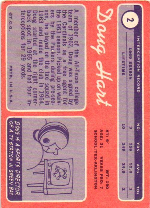 DOUG HART 1970 Topps Football #2 FREE SHIPPING B7R2S6P7 | eBay