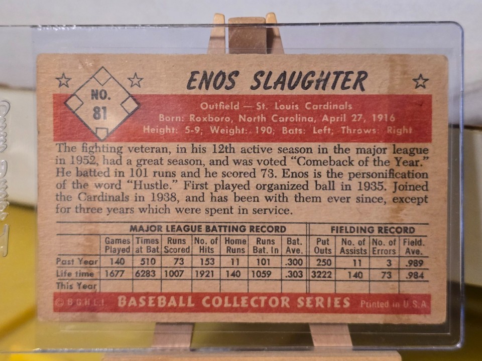 1953 Bowman Color #81 Enos Slaughter | eBay