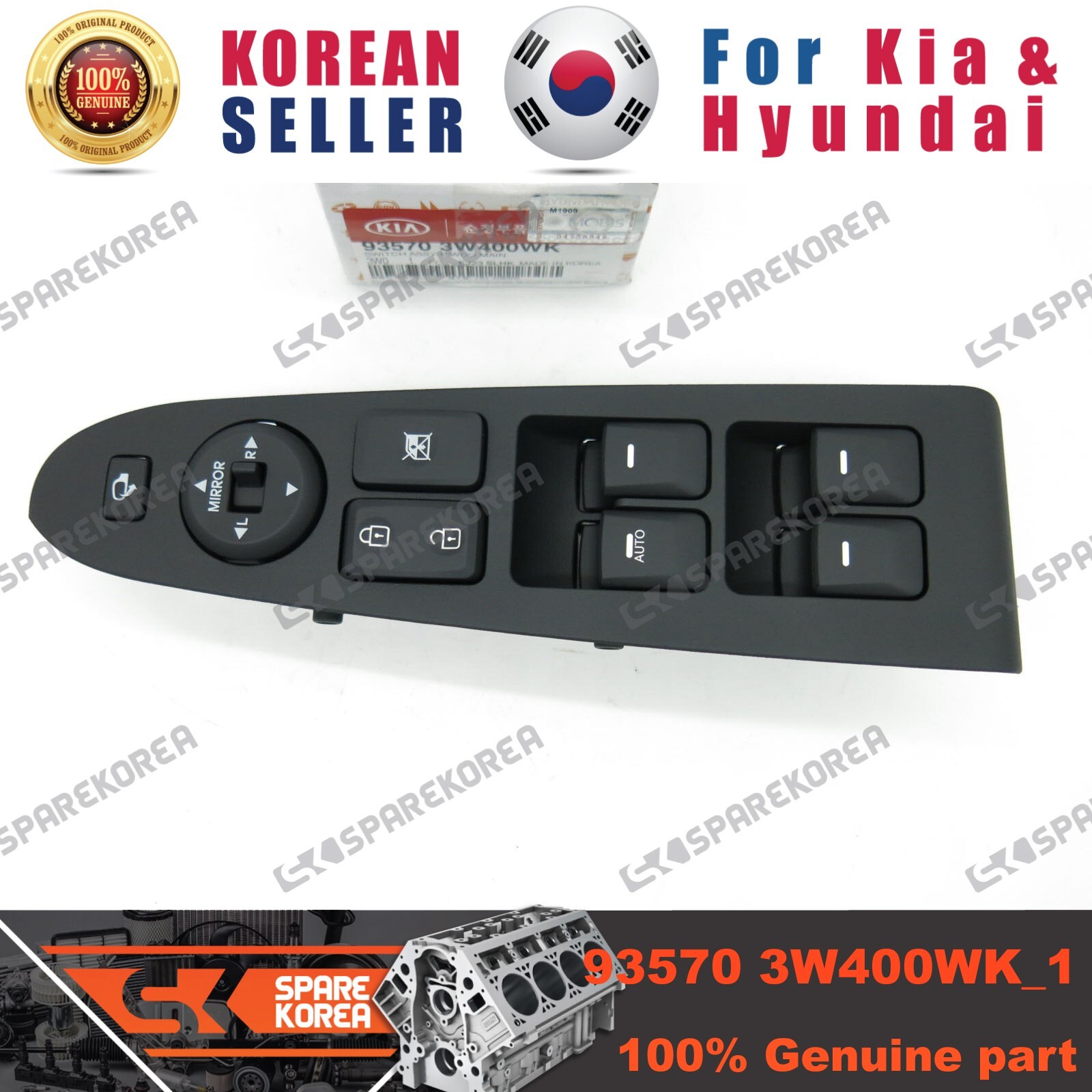 Genuine/OEM 935703W400WK SWITCH ASSY-POWER WINDOW,MAIN for Kia Sportage ...
