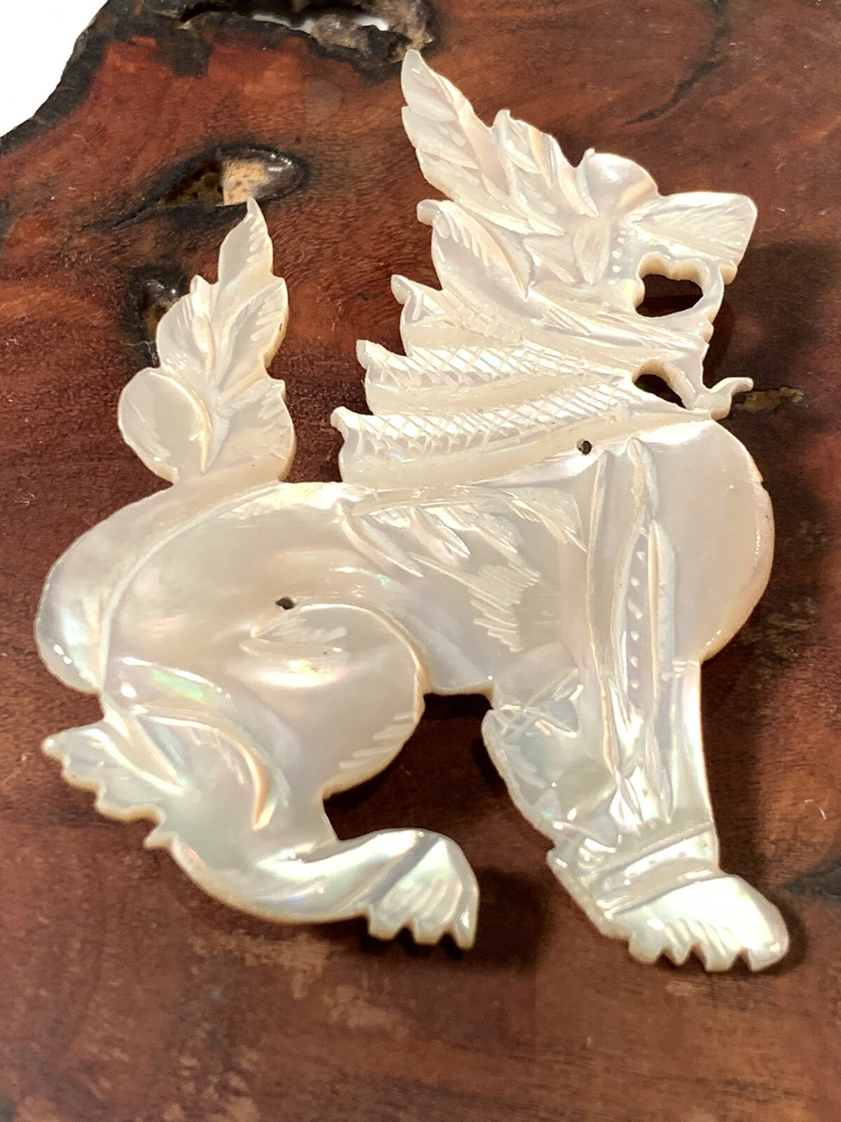 Antique Carved Mother Of Pearl Foo Dog Lion Brooch Pin | eBay
