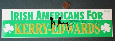 2004 John Kerry & John Edwards for President autographed Irish bumper ...