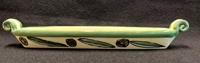 Handpainted Olive Boat Ceramic Serving Pickle Relish Tray 12 inches | eBay