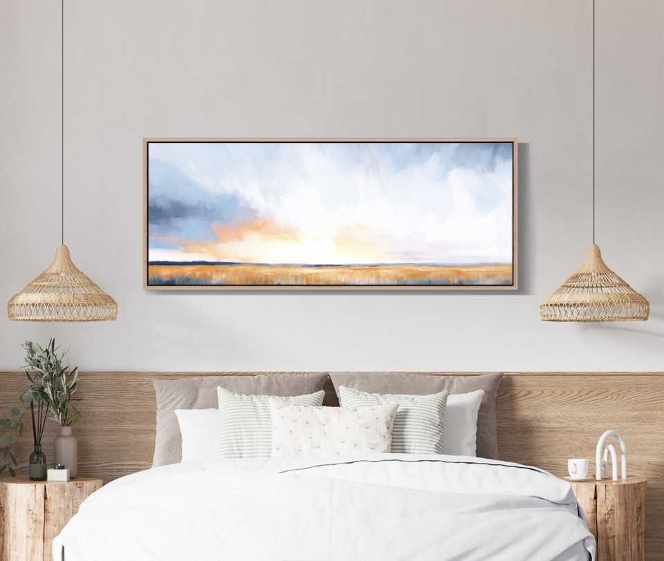 LARGE PANORAMIC ABSTRACT LANDSCAPE Framed Canvas Wall Art Long ...