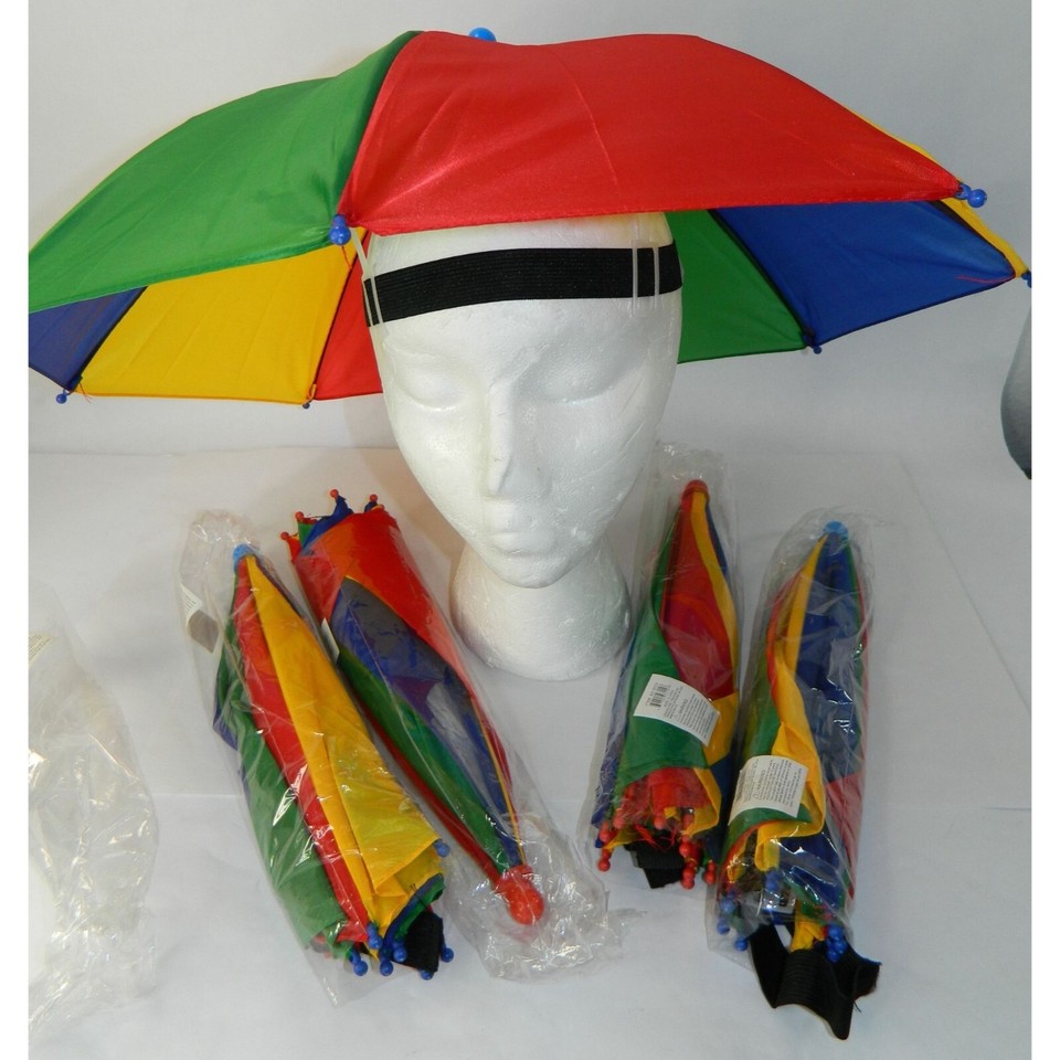 Umbrella Hat Set 5 Rainbow Sun Shade Camping Fishing Hiking Parasol Cap ...