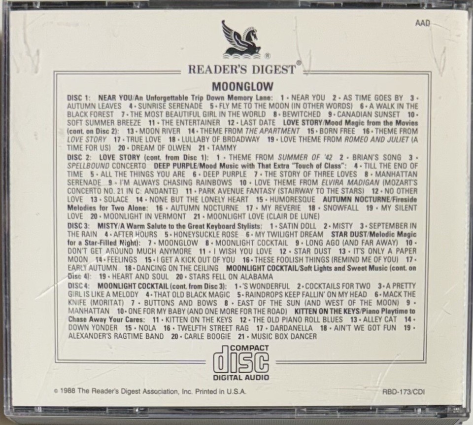 Moonglow - Romantic Piano & Orchestra (4 CD Fatbox, 1988 Reader's ...