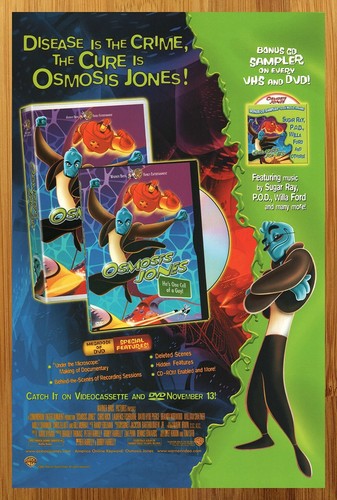 2001 Osmosis Jones Print Ad/Poster Chris Rock Bill Murray Movie DVD VHS ...