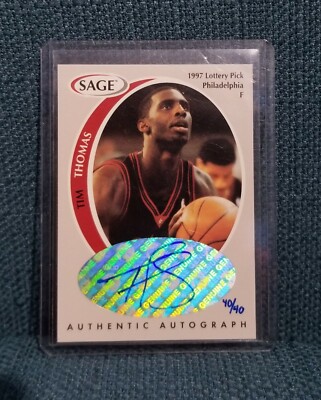 Autographed Tim Thomas 1998 SAGE Bonus White Card #A43 #d 40/40 1/1 ...