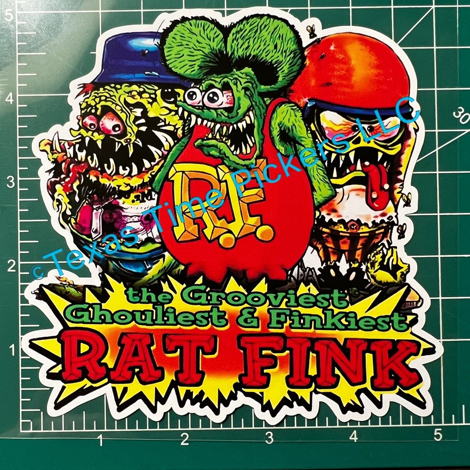 🔥Large Rat Fink Grooviest Monster Hot Rod STICKER Decal Ed Big Daddy ...