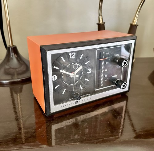 Vintage GE Clock Radio AM Orange Working Analog Transistor Clean MCM | eBay