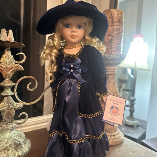 J.Misa collection porcelain doll velvet dress blond hair blue eyes ...