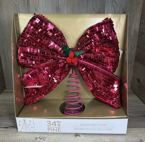 Bella Lux Fuchsia Hot Pink BOW Tree Topper Christmas Sparkle Viral NEW ...