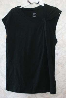 GAP FOREVER SOFT t-shirt top.Small.Black.Sachet detail.Cotton.Short ...