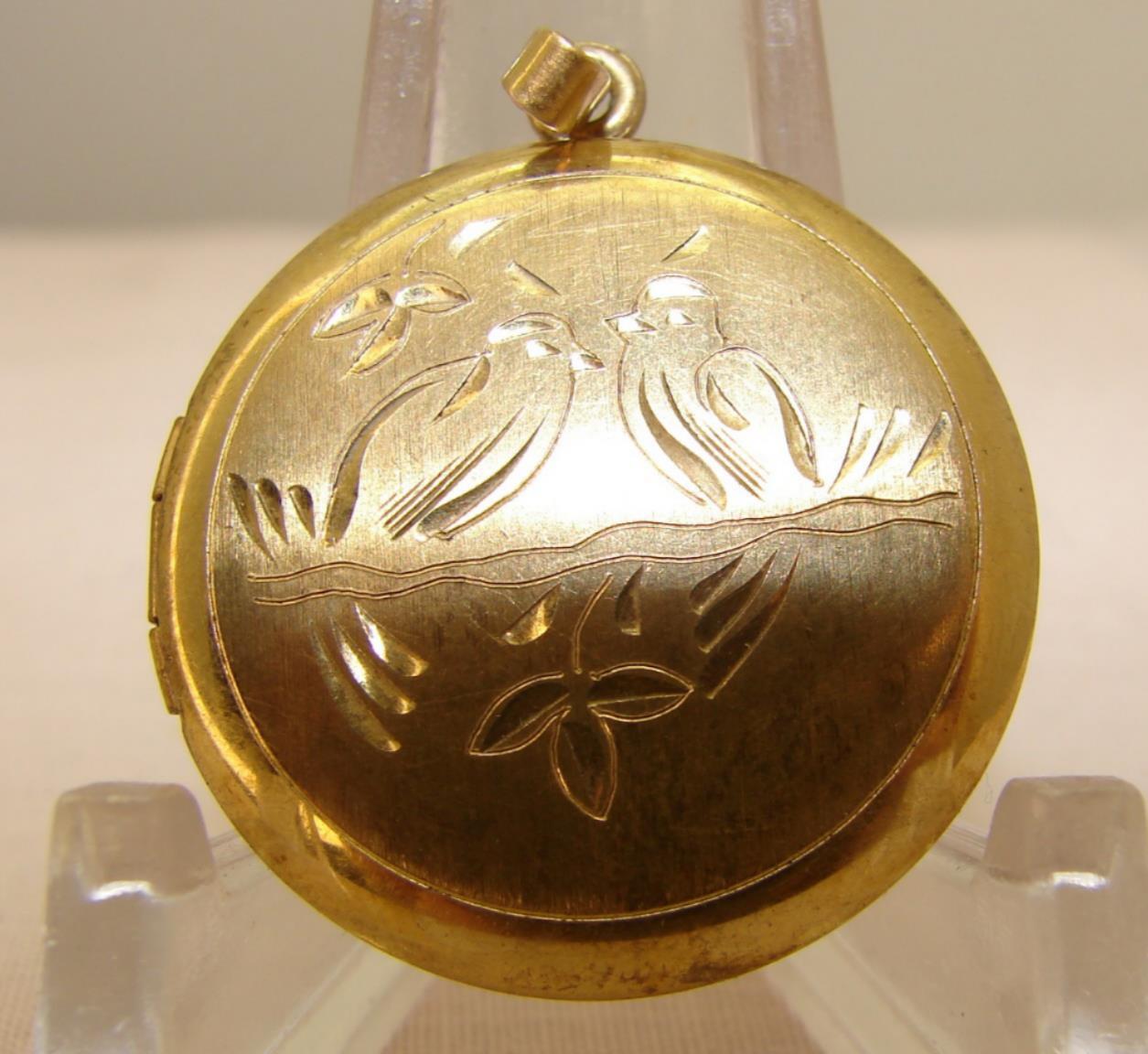 Vintage Etched Lovebirds & Flora Round Gold Filled Locket | eBay