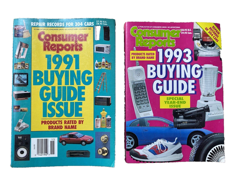 Consumer Reports Buyers Guide Paperback Books - Set Of 2 = 1991 & 1993 ...