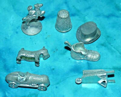 Lot Monopoly Board Game Pieces Hat Shoe Dog Wheelbarrow Horse Thimble ...