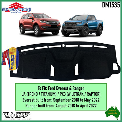 Black Dash Mat for Ford Ranger PX3 Wildtrak/Raptor & Ford Everest UA2 ...