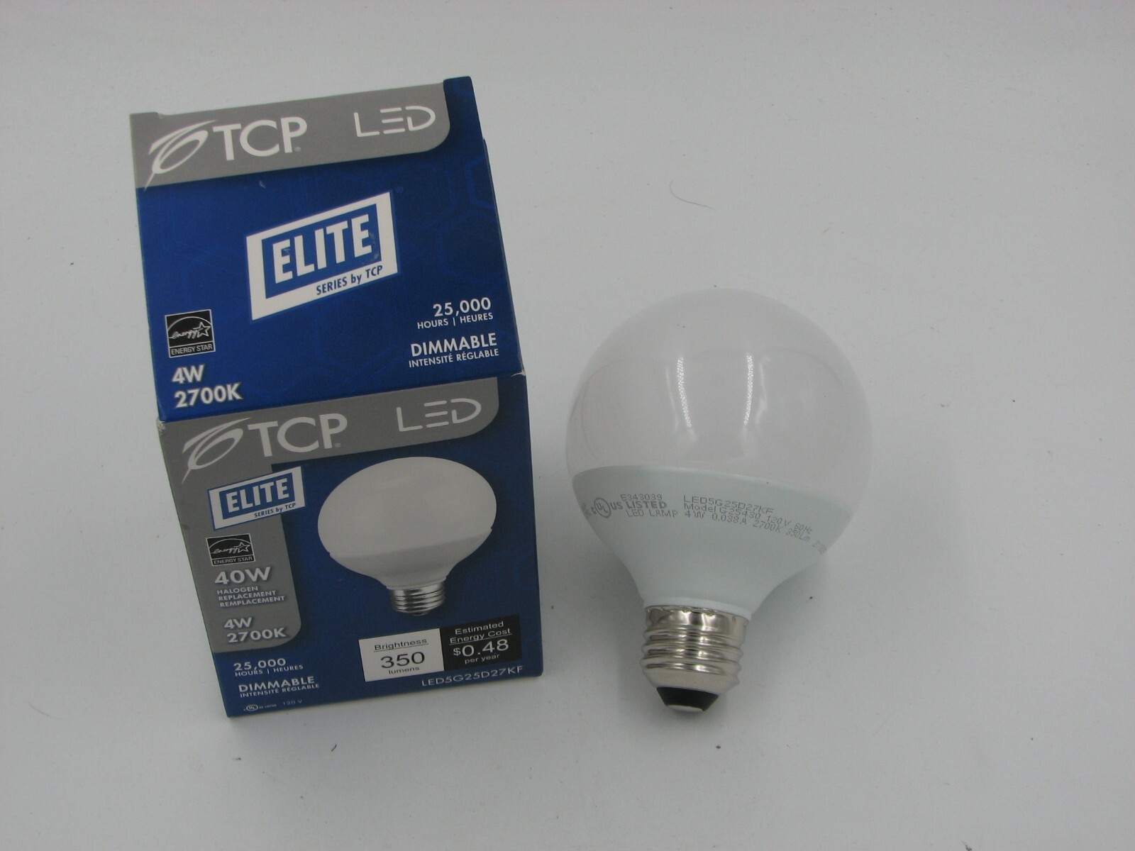 TCP LED Elite Series 4W 40W Replacement Light Bulb Dimmable ...