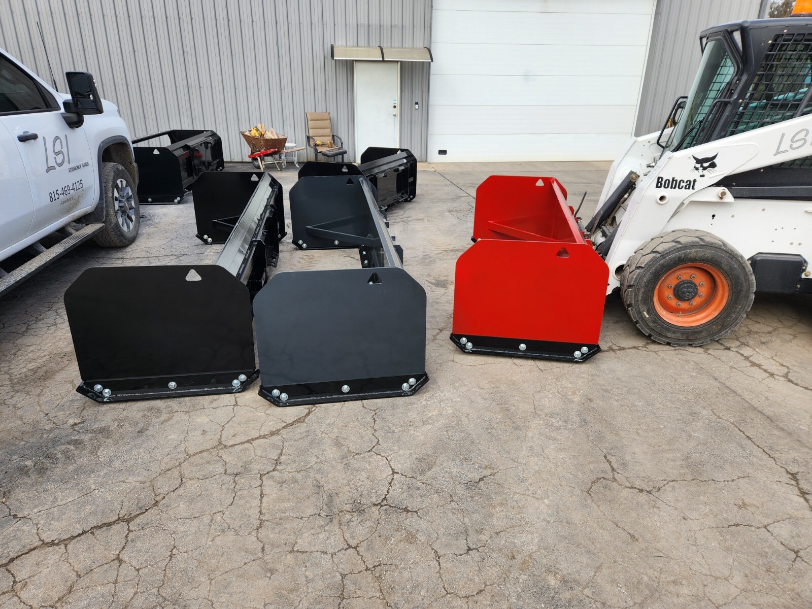 8' x 36" HD Skid Steer Snow Pusher Box Plow Heavy Duty Bobcat CAT Case ...