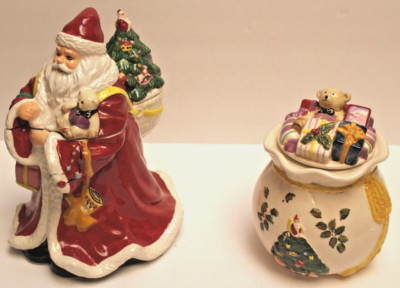 Spode CHRISTMAS TREE 2-piece Set Father Christmas Cookie Jar & Toy Bag ...