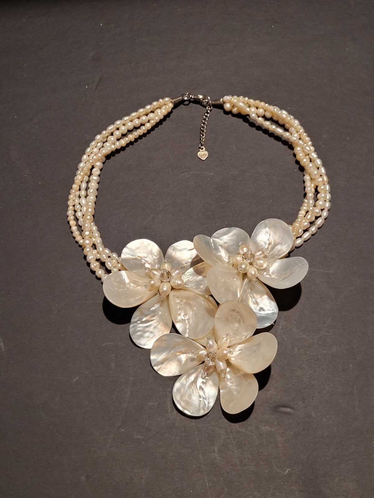 Vintage Abalone Shell Flowers Freshwater Pearl Accents Statement ...