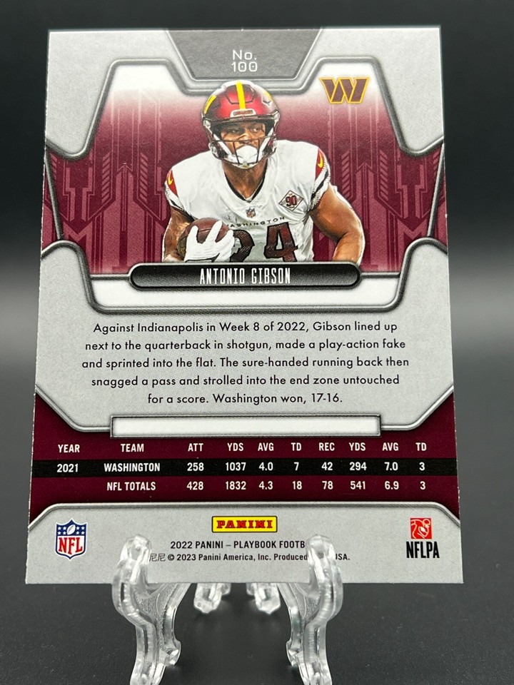 2022 Panini Playbook ANTONIO GIBSON Purple Parallel #100 Washington ...