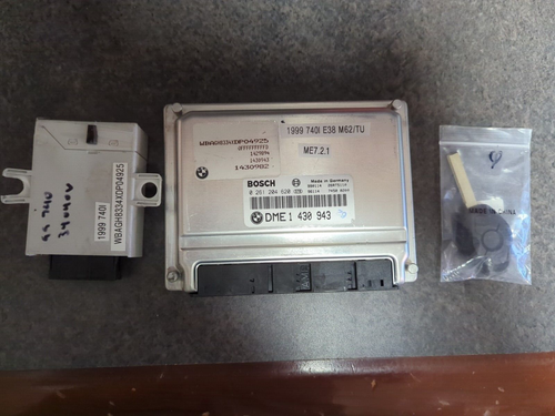 1999 BMW E38 740i DME EWS KEY SET ENGINE CONTROL MODULE ECU OEM M62 ME7 ...
