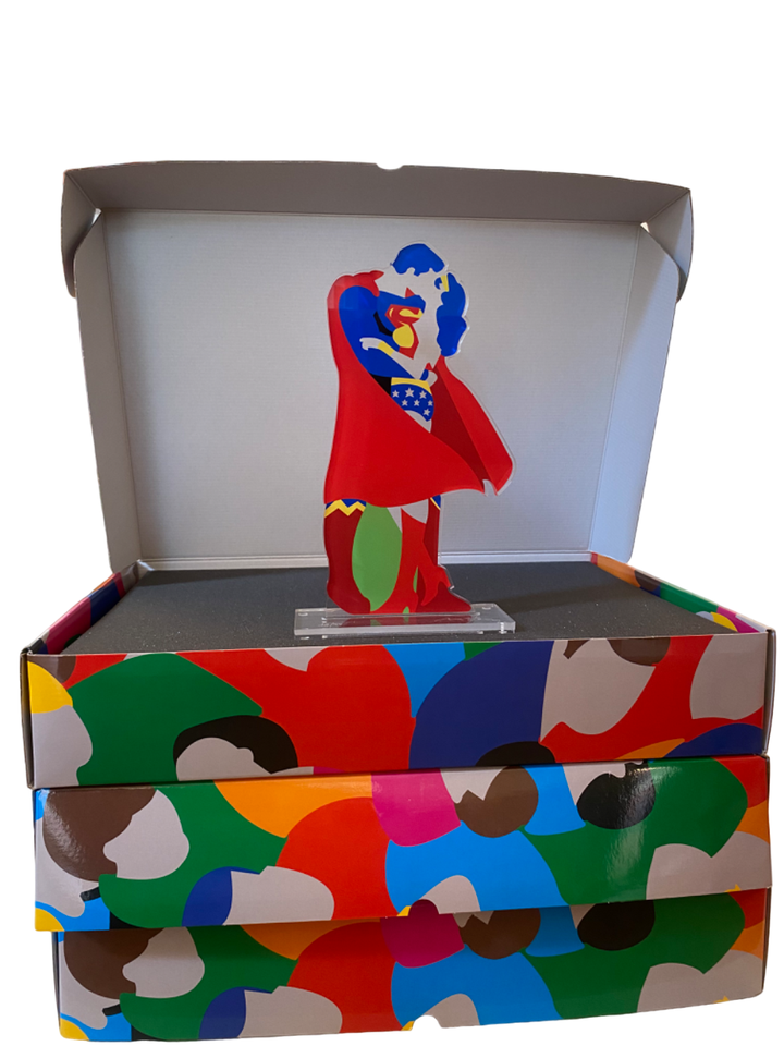 MARCO LODOLA - Scultura serigrafia su plexiglass con base -"Superheroes ...