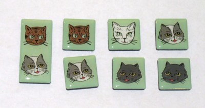 NEW CERAMIC CAT FACE MAGNET SET OF 8 | eBay