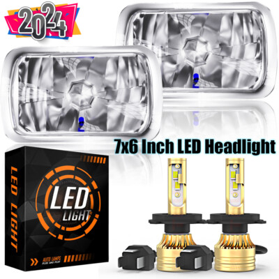 7"X6" inch Sealed Beam Headlight Conversion High/Low Beam+ 100W H4 LED ...