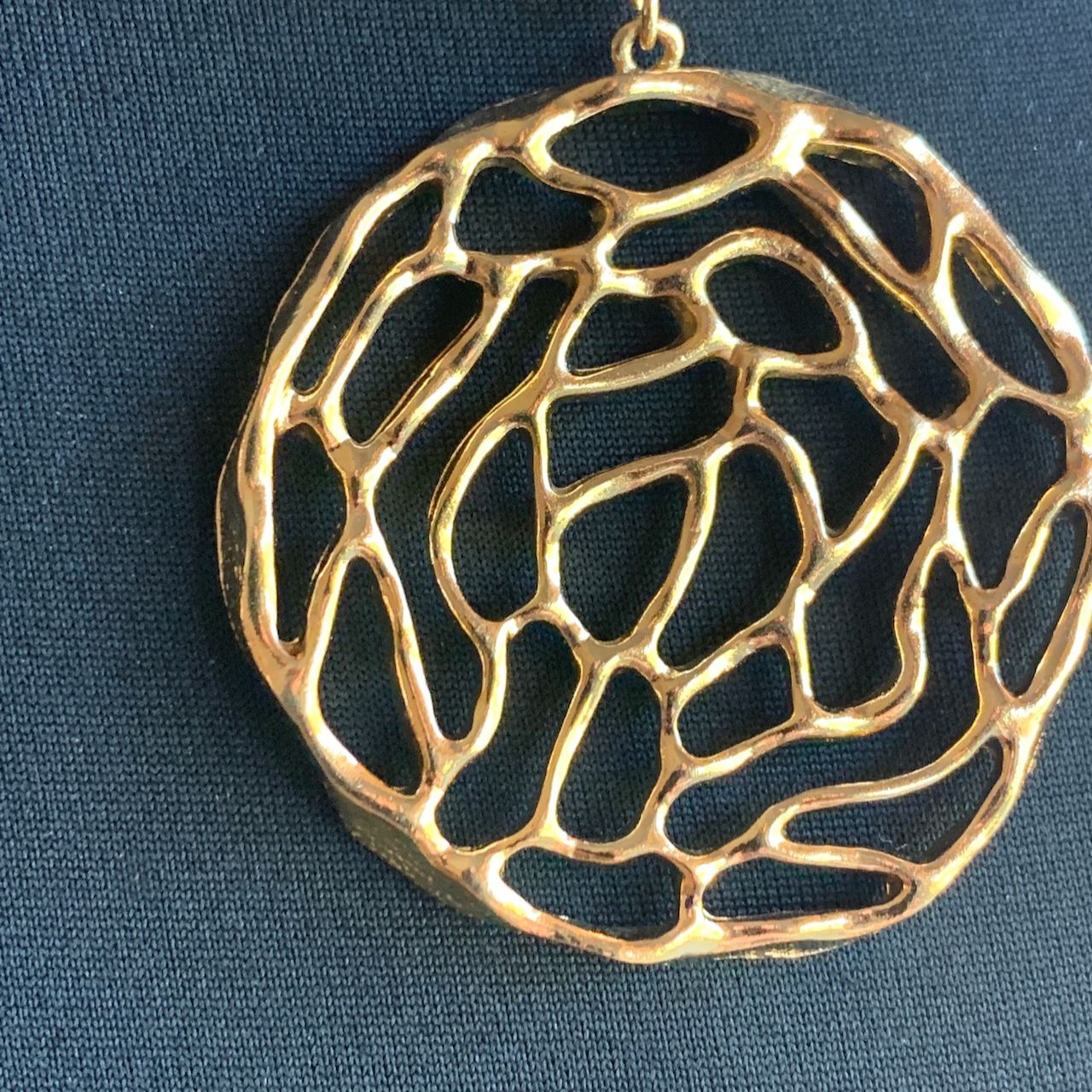 Signed D'Orlan Vintage Gold Tone Modern Rose Flower Medallion Necklace ...