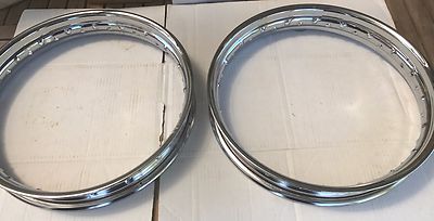 2 Steel Wheel Rim Chrome 18" x2.15" Knucklehead Flathead Panhead 43005 ...