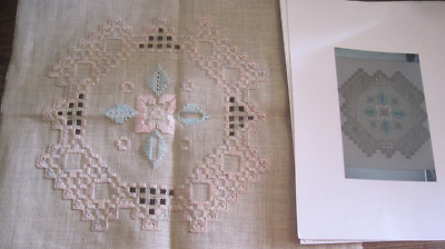 HARDANGER BLOSSOM DOILY Pattern&PARTIALLY FINISHED DOILY BY LINDA ABEL ...
