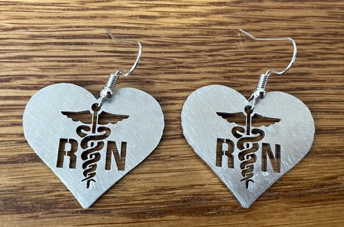 New Nurse RN Stainless Metal Earrings Set Gift Ornament Laser Cut Made ...
