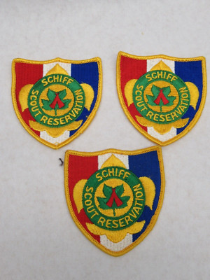 3 Vintage BSA Boy Scouts 1960s/70s SCHIFF SCOUT RESERVATION shield ...