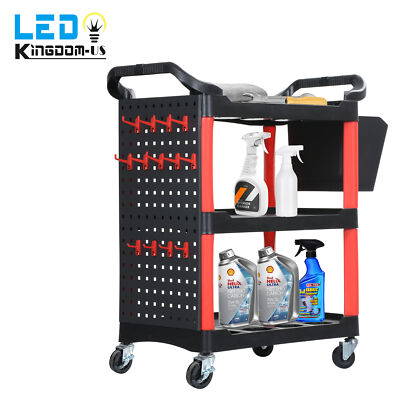 Auto Detailing Cart Car Wash Tool Organizer Utility Trolley with Hooks ...