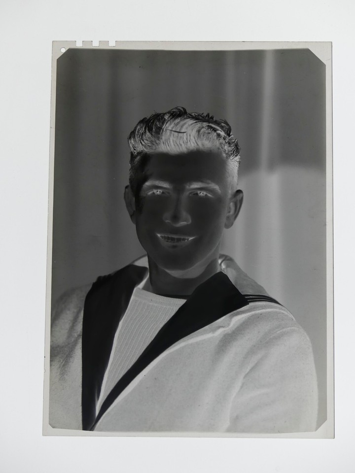 Vintage photo negative film sheet 7 x 5" handsome young man sailor ...