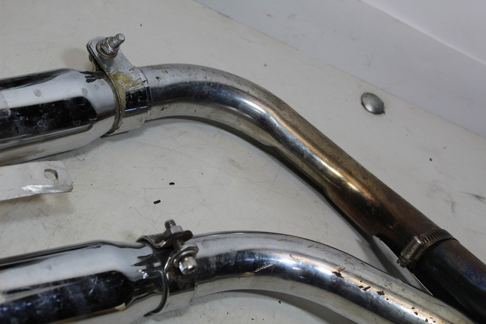 70-84 Harley Shovelhead FX? Chrome Drag Pipe Set 2.25" Muffler Chopper ...