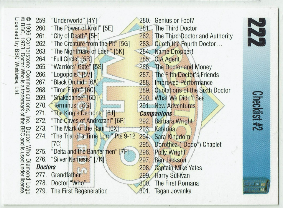 Rula Lenska hand signed Doctor Who checklist trading card 222 | eBay