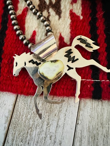 Santo Domingo Palomino Turquoise and Sterling Silver Horse Pendant by ...