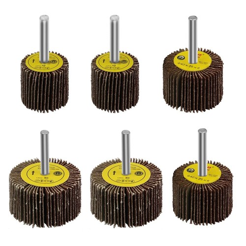 6 Pack Flap Wheel Sander Set with 1/4'' Shank 3 Size 80 Grits Abrasive ...