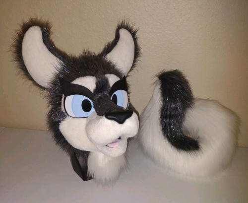 SparkleGray Husky Fursuit Partial Animal Costume Mascot Head And Tail ...