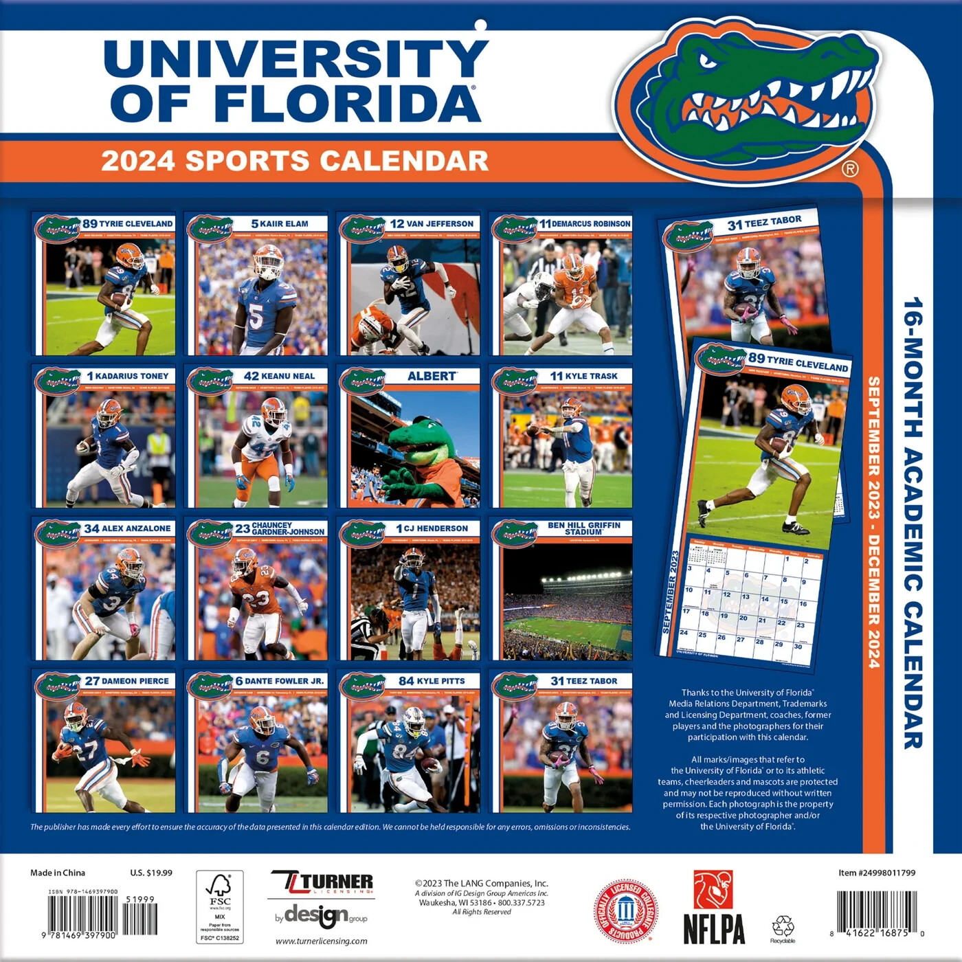 Turner Florida Gators 2024 Wall Calendar w - International Society of ...