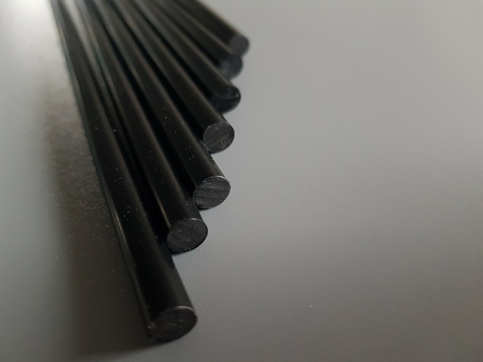 PVC Plastic Round bar Black 6mm Rod 50mm up to 1000mm (1 Metre) Long ...