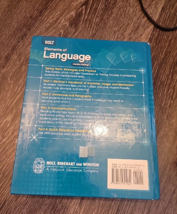 Holt Elements of Language: Fourth Course, Grade 10 9780030941962| eBay