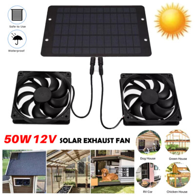 50W Solar Panel Fan Waterproof Solar Exhaust Fan Greenhouse Solar ...