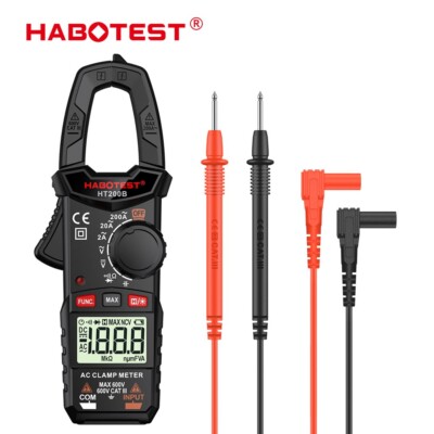 Handheld True RMS Digital Clamp Meter Multimeter AC DC Volt Amp Ohm Cap ...